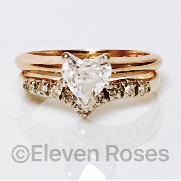 14k | Jewelry | 4k Gold Diamond Heart Solitaire Ring | Poshmark
